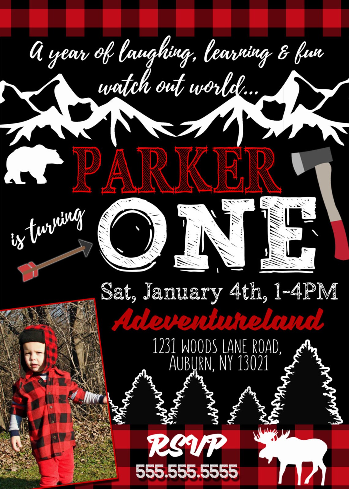 Buffalo Plaid Invitations, Lumberjack 1st Birthday, Buffalo Plaid ...