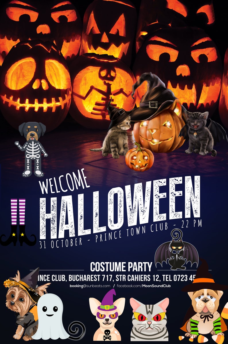 Dog and Cat Halloween Party Invites, Vet or Animal Shelter Fundraiser ...