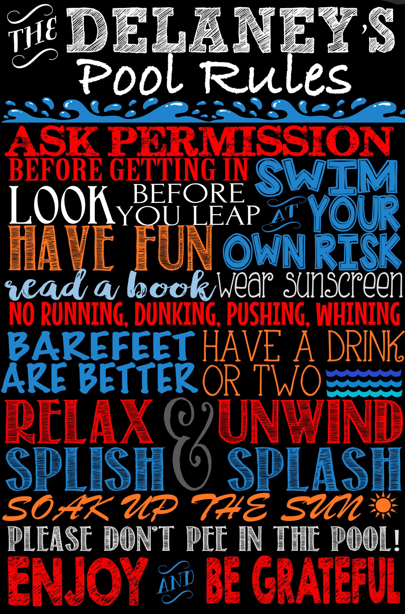 Custom Pool Rules Sign Custom Outdoor Chalkboard Style Pool - Etsy