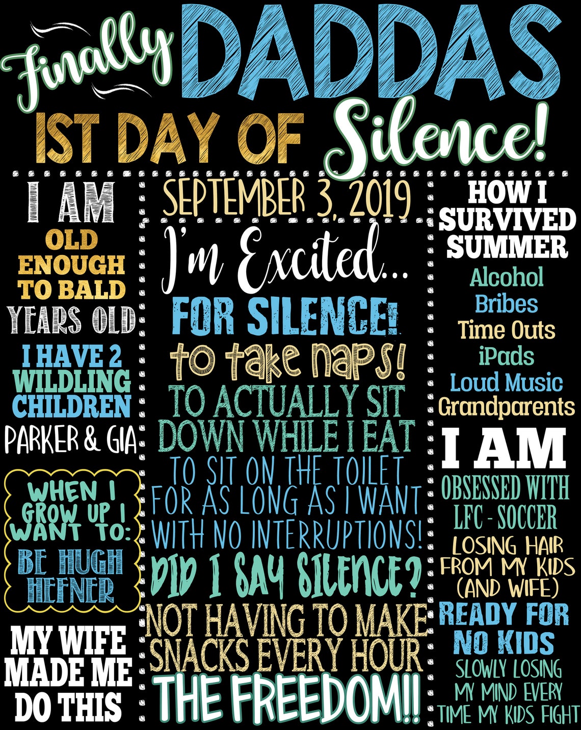 First Day of School Photo Prop for Dad or Mom - First Day of Freedom ...
