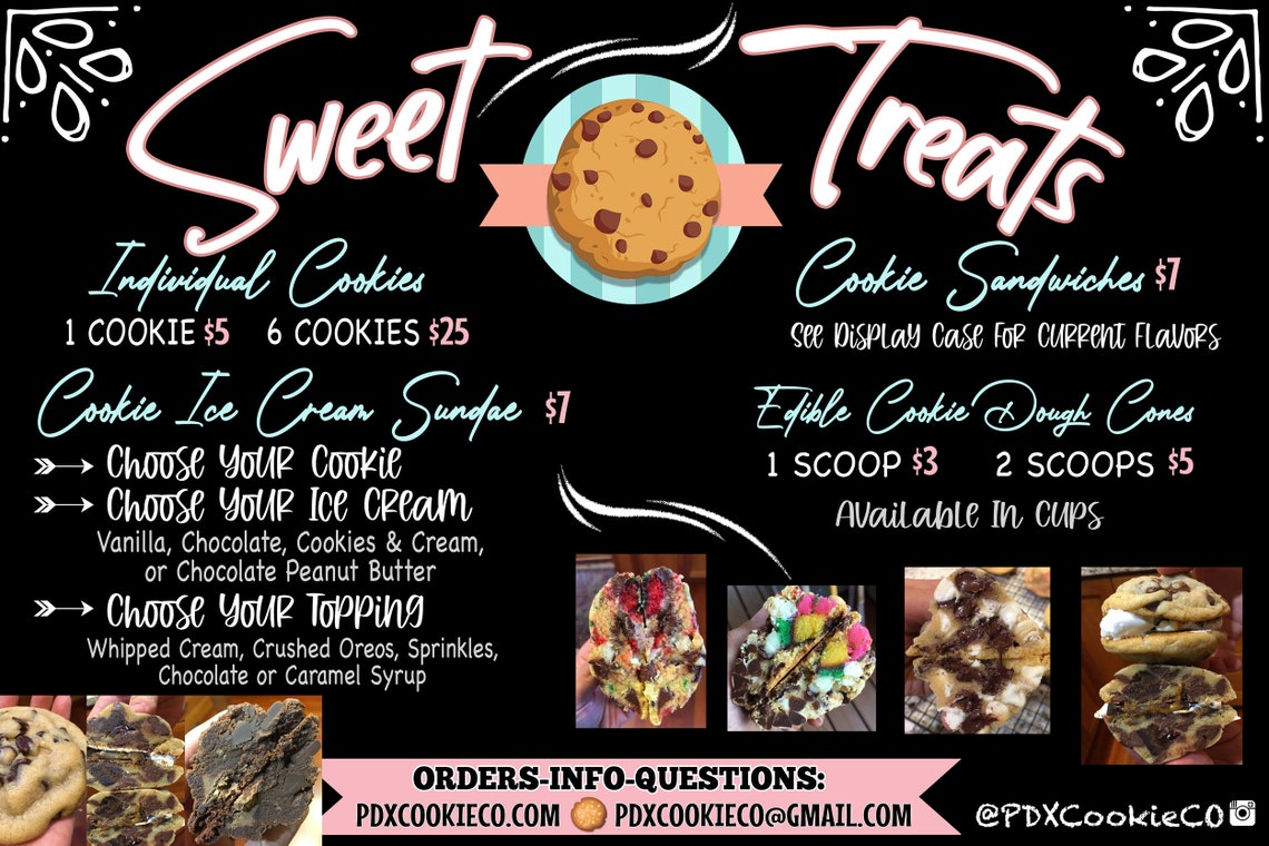 Custom Cafe Menu Chalkboard Style Bakery Menu Cookie Price - Etsy