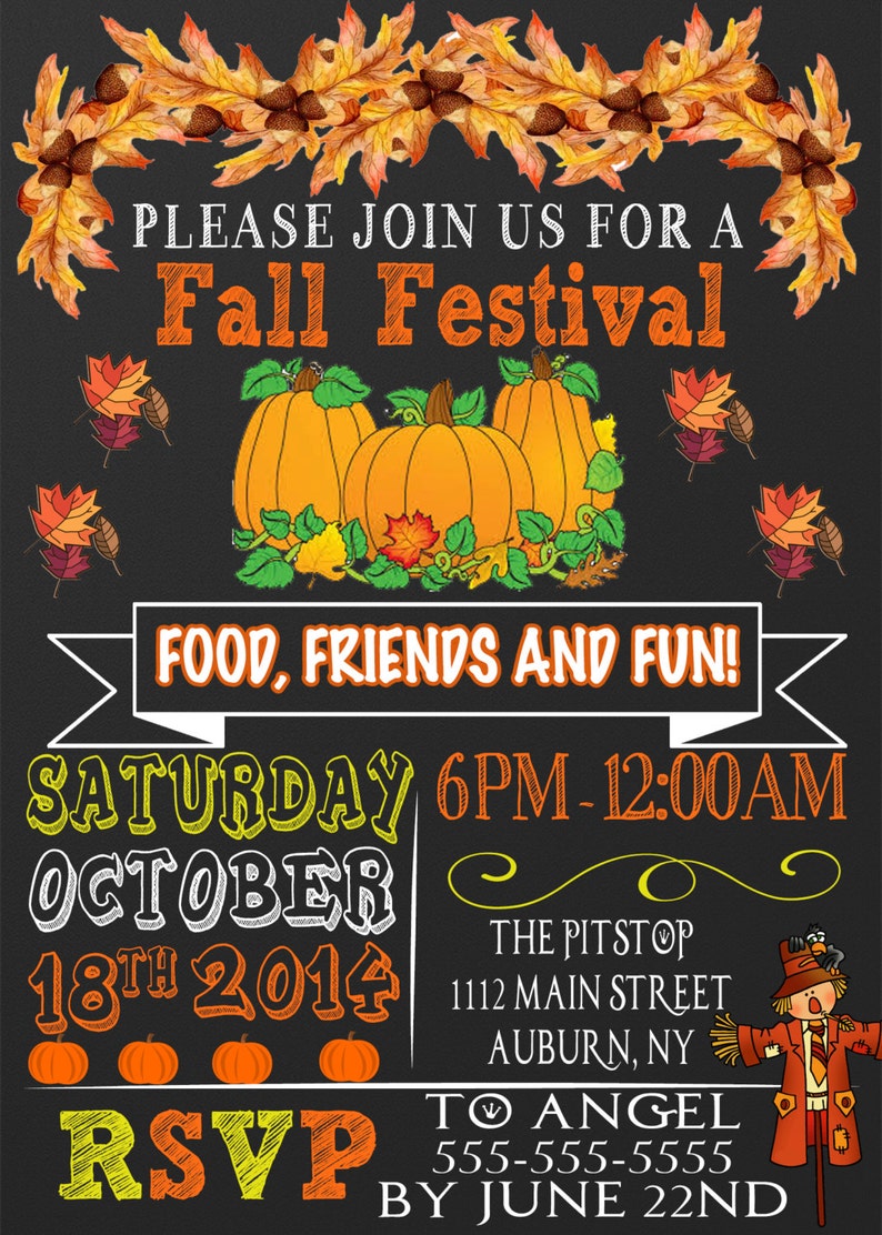 Unique Fall Festival Invitations, Pumpkin Fall Harvest Party Invites ...