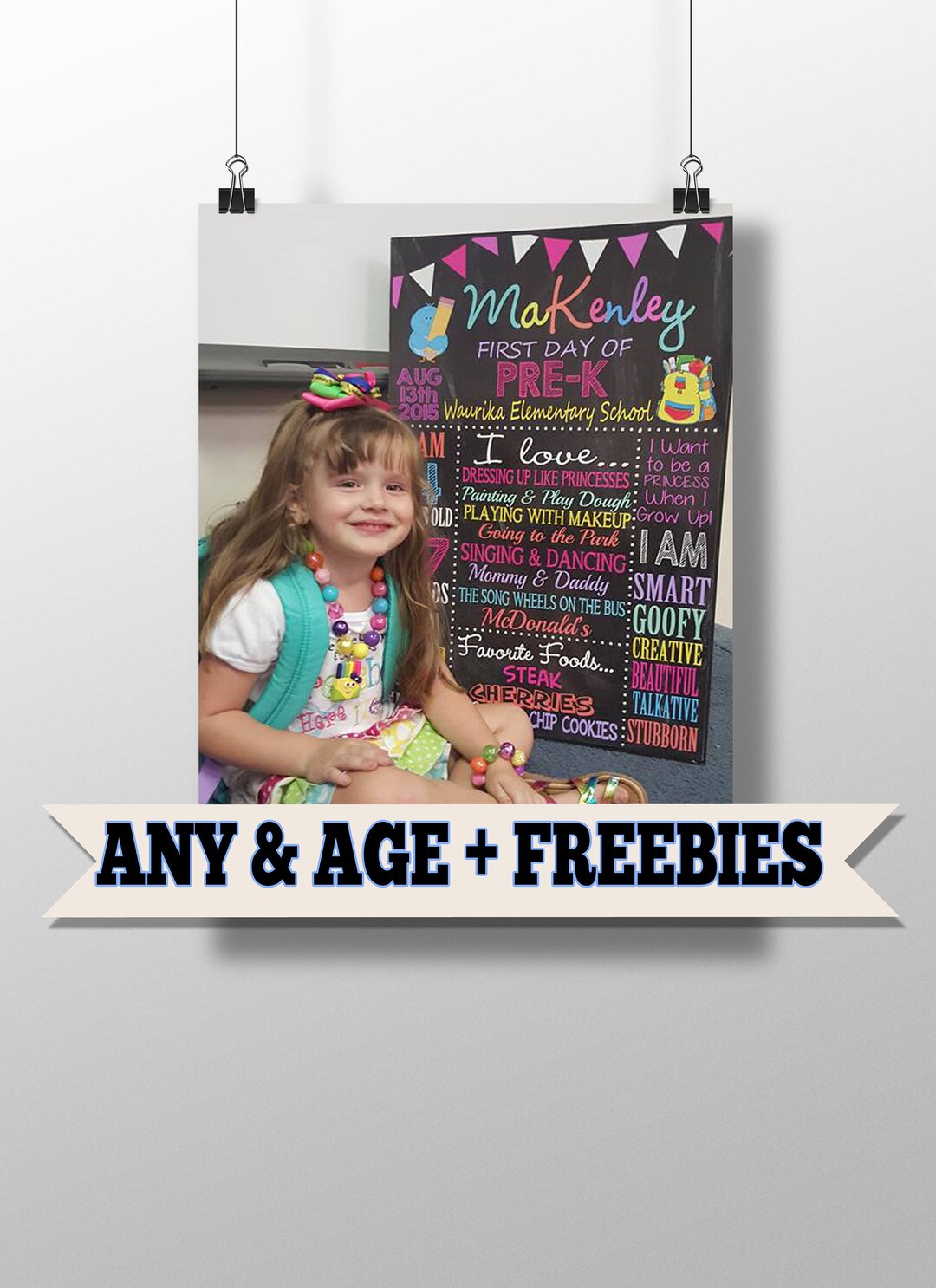 Girls First Day of School Chalkboard Sign Style, Back to School ...