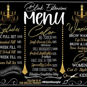 Beauty Salon Service Menu Template, Custom Business Menu Chalkboard ...