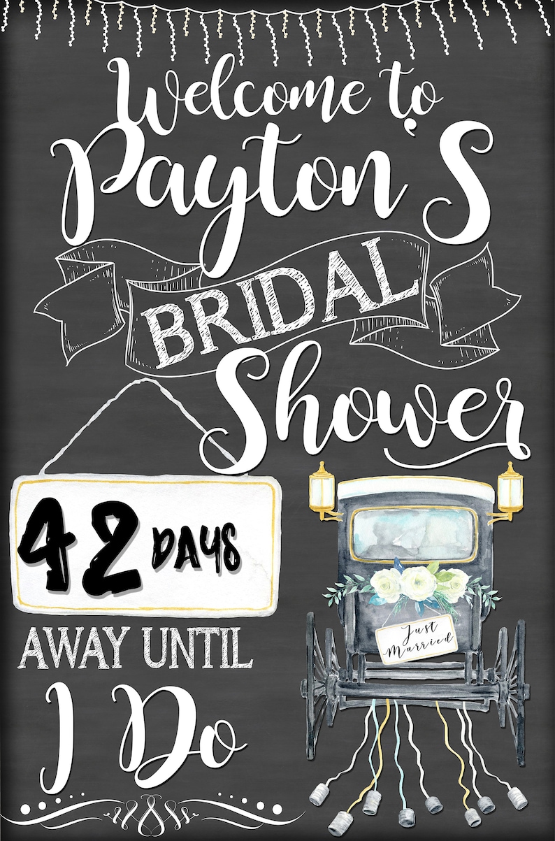 Bridal Shower Chalkboard Welcome Sign Download, Days Away Until I Do ...