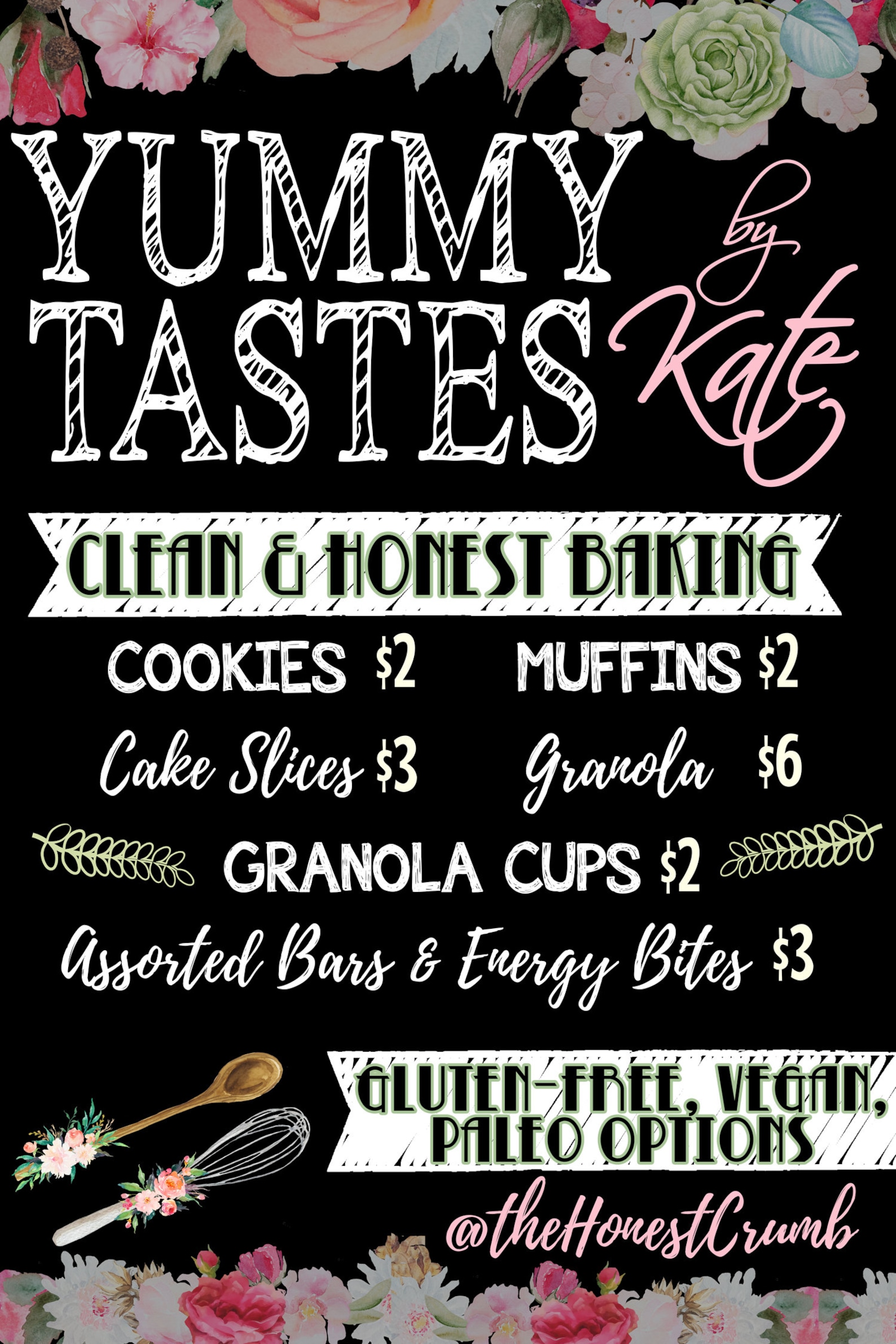 Chalkboard Menu, ANY BUSINESS, Custom Menu, Bakery Signs, Bakery Menu ...