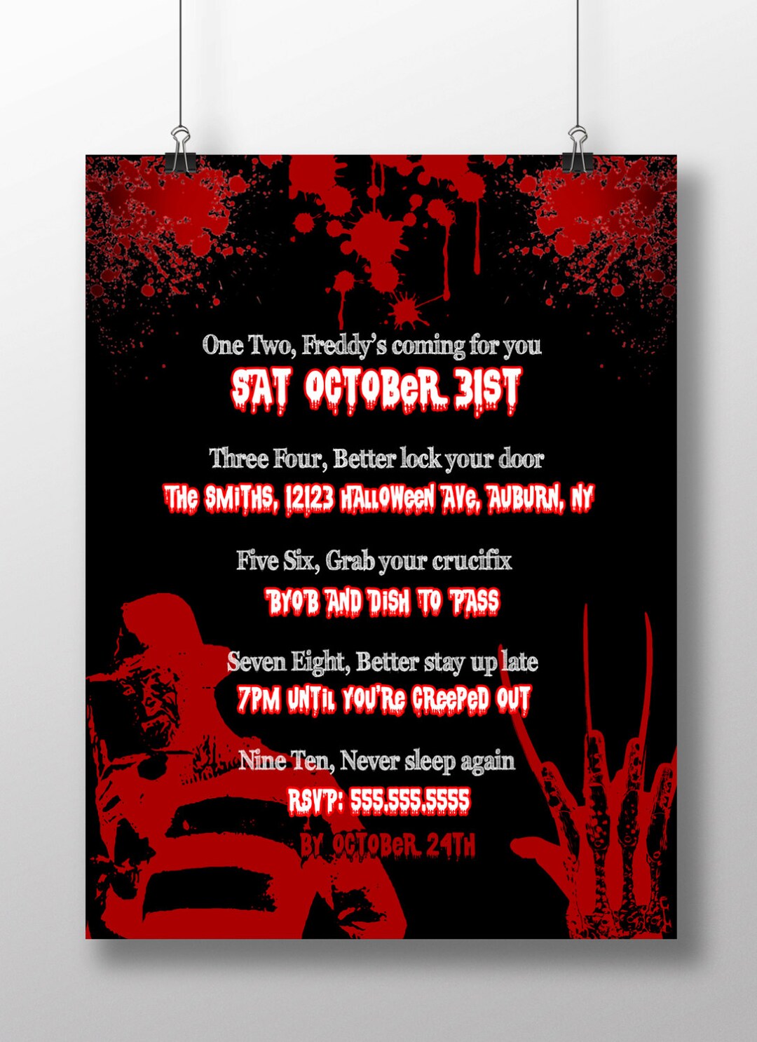 Scary Halloween Party Invitations, Freaky Halloween Invitation, Spooky ...