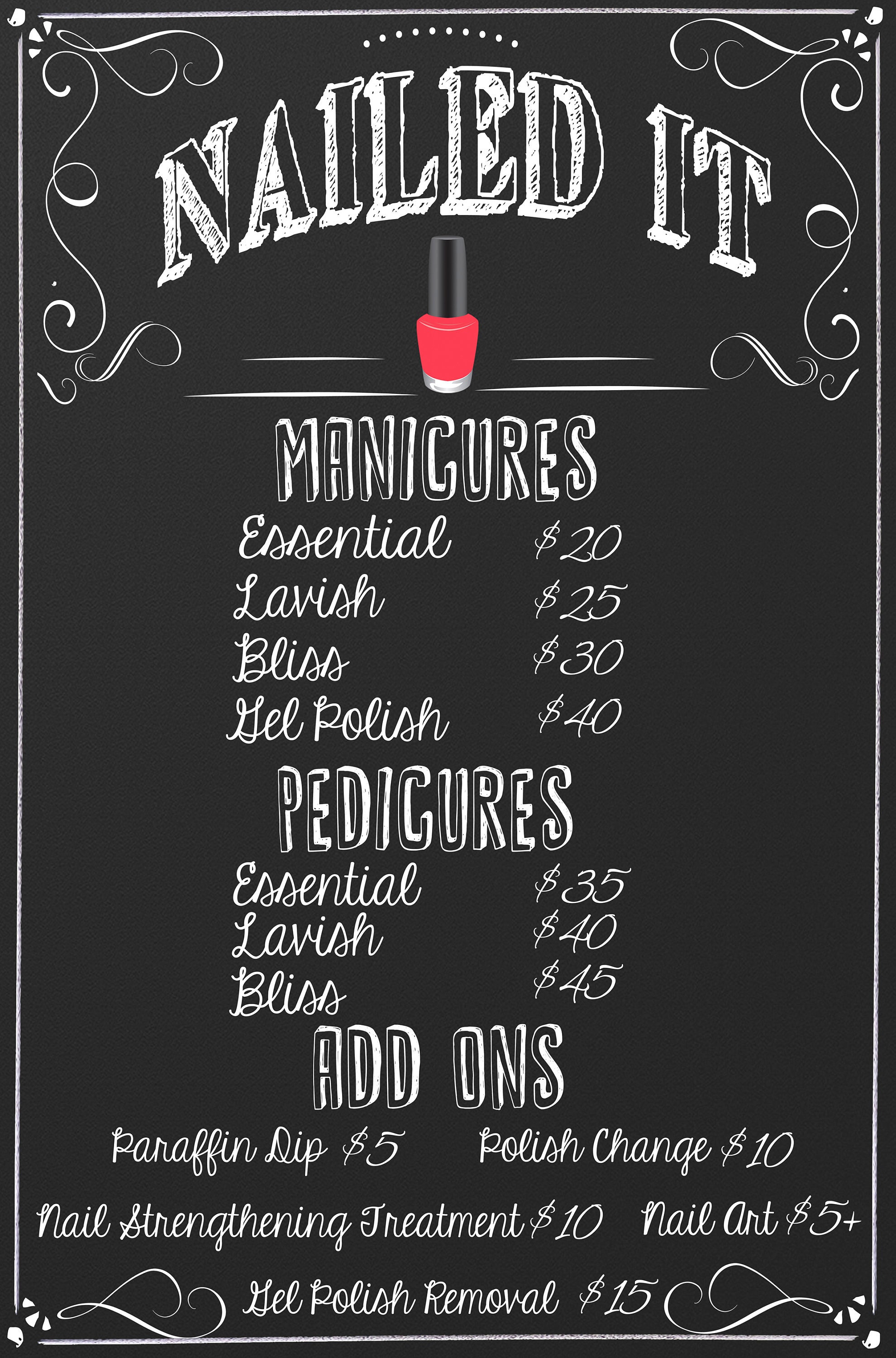 Nail Salon Sign, Beauty Salon Sign, Custom Nail Price Business Sign ...