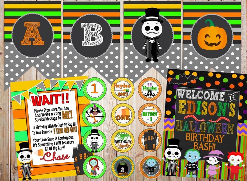 Monster Mash Birthay Chalkboard Style, Halloween Birthday Party Decor ...