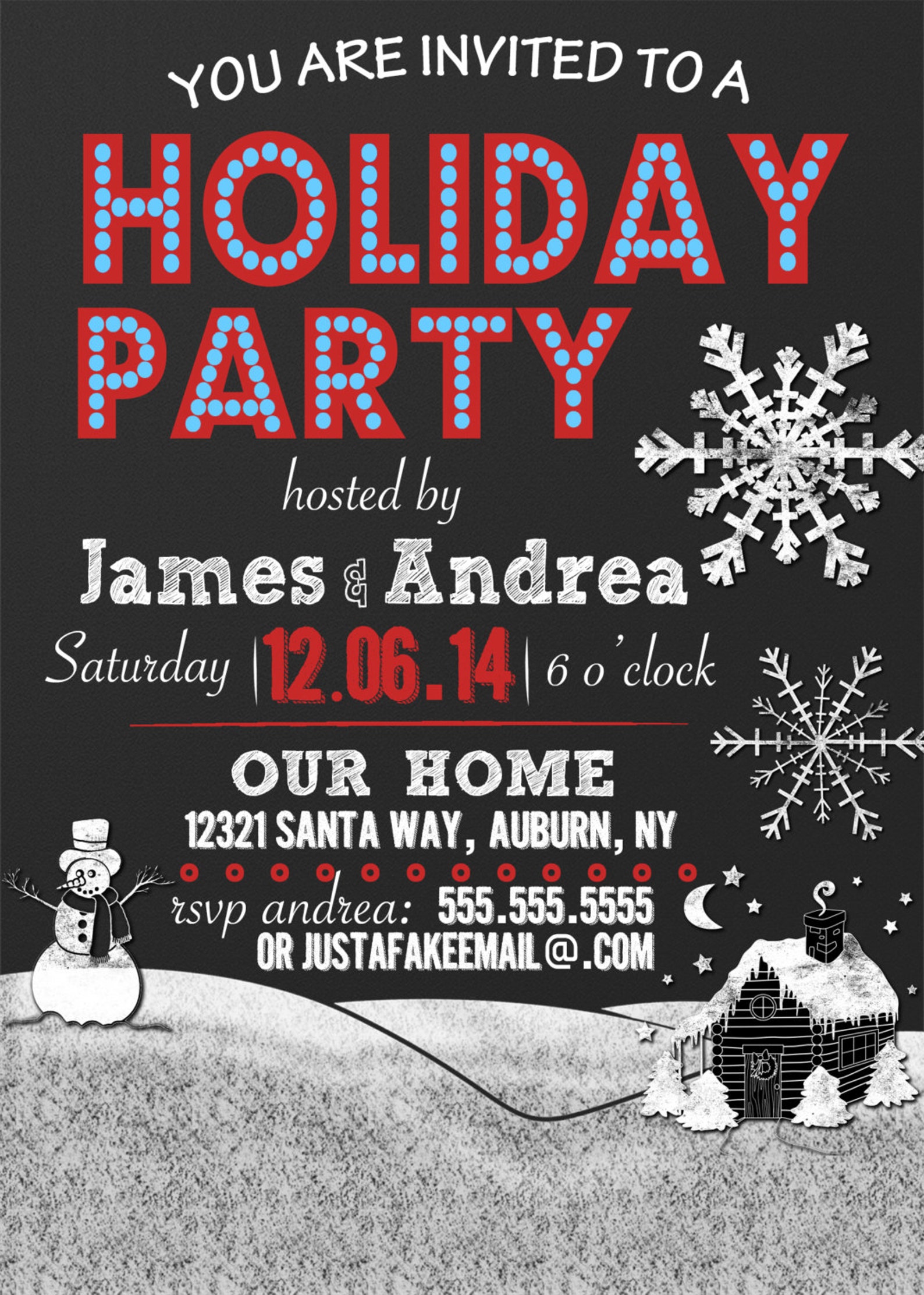 Unique holiday party invitations black and red xmas party | Etsy