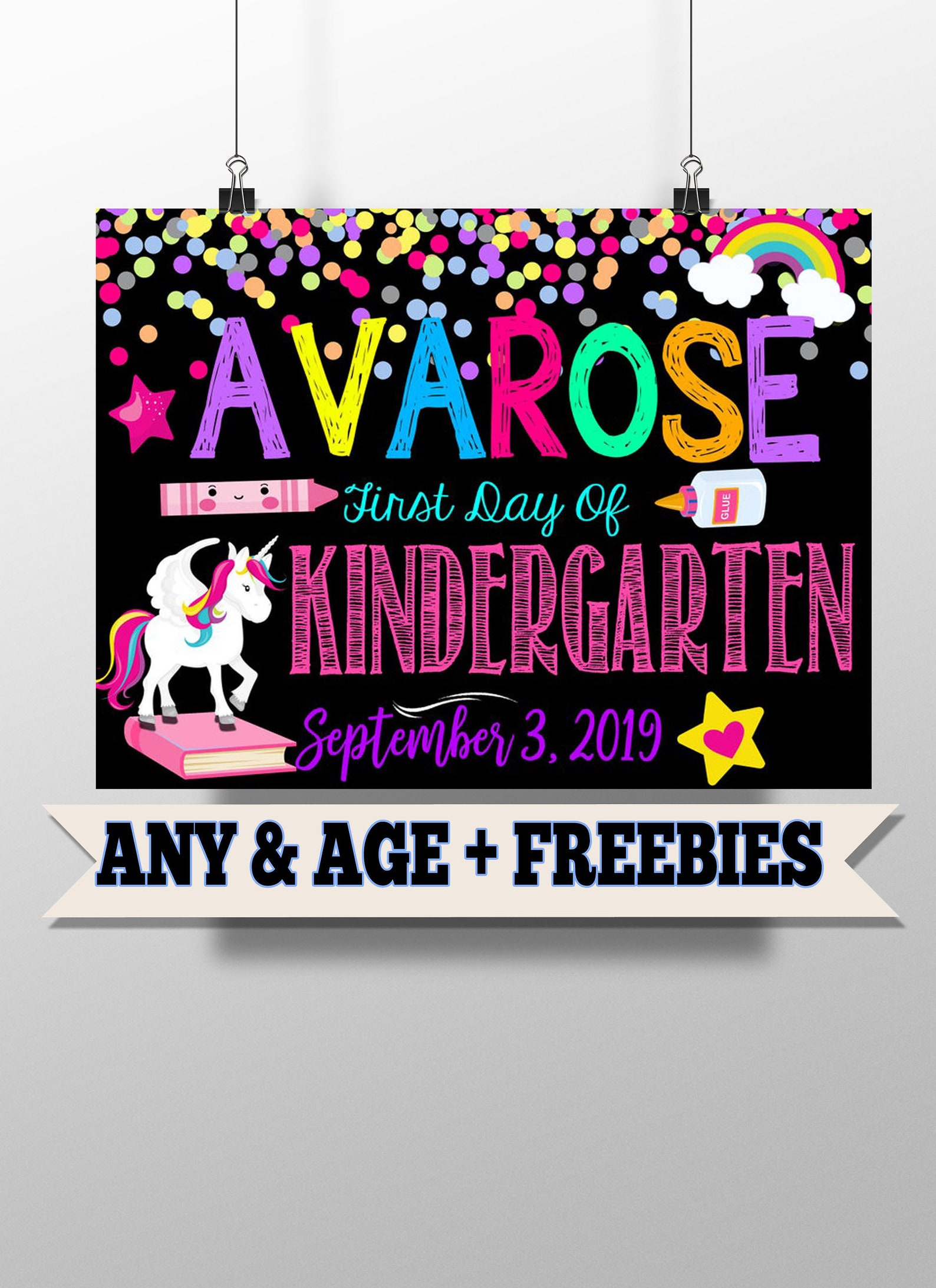 Pink 1st Day of School Sign, Girls Back to School Signs, First Day of ...