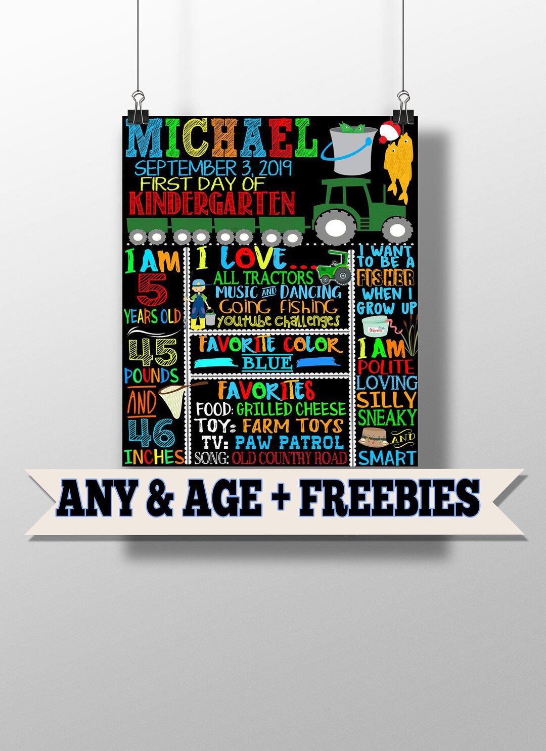 First Day of School Farm and Tractor Accessories, Boys First Day of ...