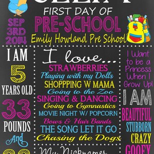 Girls First Day of School Sign - First Day of School Chalkboard for ...