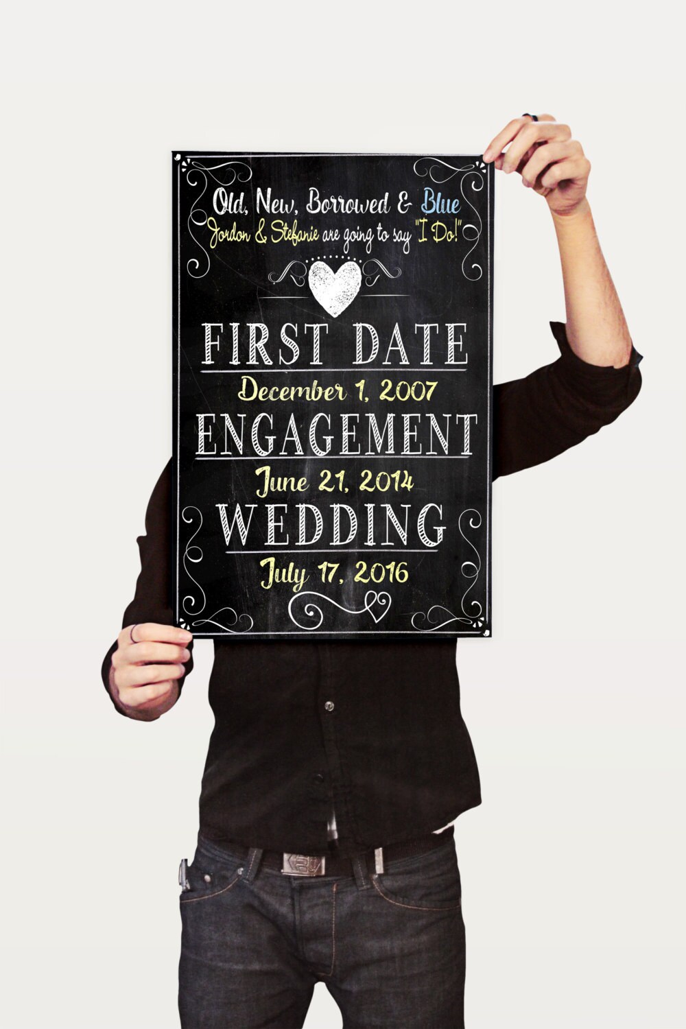 Modern Wedding Sign, Unique Love Story History Sign Chalkboard Style ...