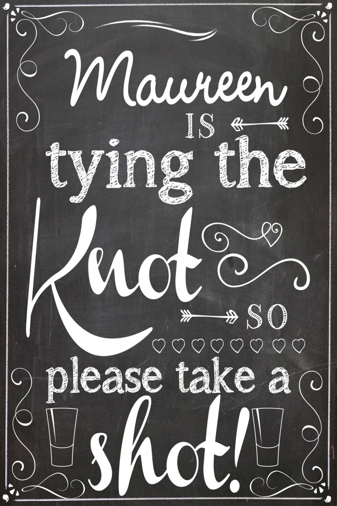 Tying the Knot so Take a Shot, Funny Bridal Shower, Funny Bachelorette ...