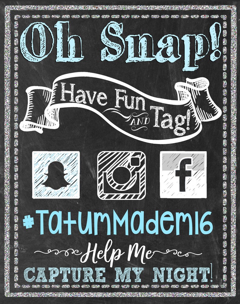 Oh Snap Sign, Snap and Tag Sign, Social Media Sign, Custom Hashtag Sign ...