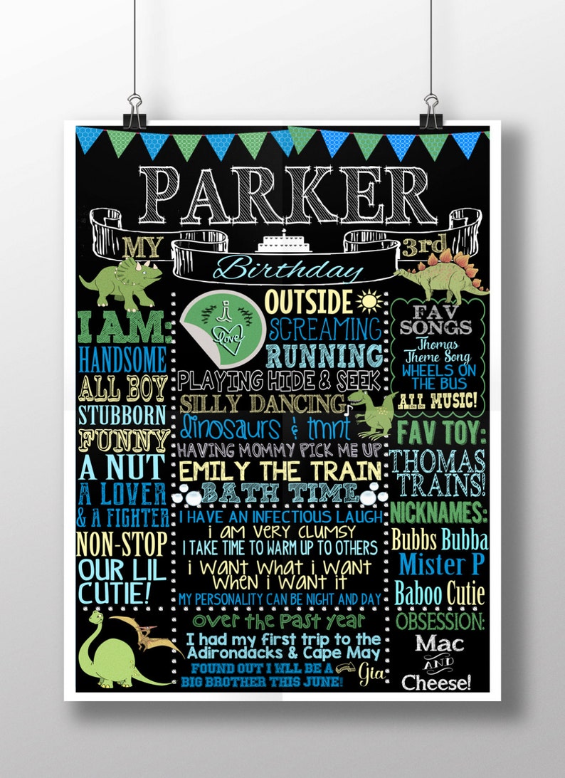 Dinosaur Birthday Board Boys Dino Birthday Decor Green Brown - Etsy