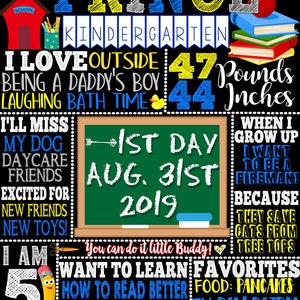 First Day of School Sign - Boys First Day of School Sign Blue & Yellow ...