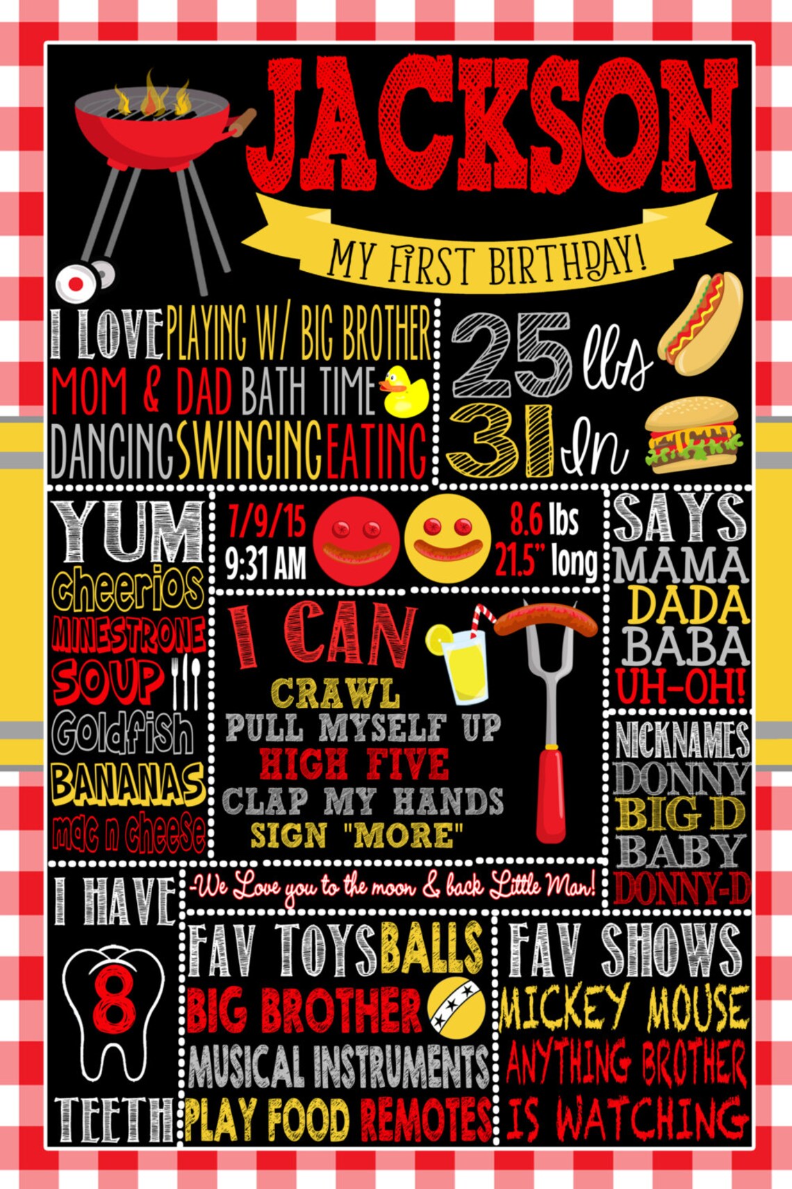 BBQ 1st Birthday, Ginham Theme First Birthday Party, Grillin & Chillen ...