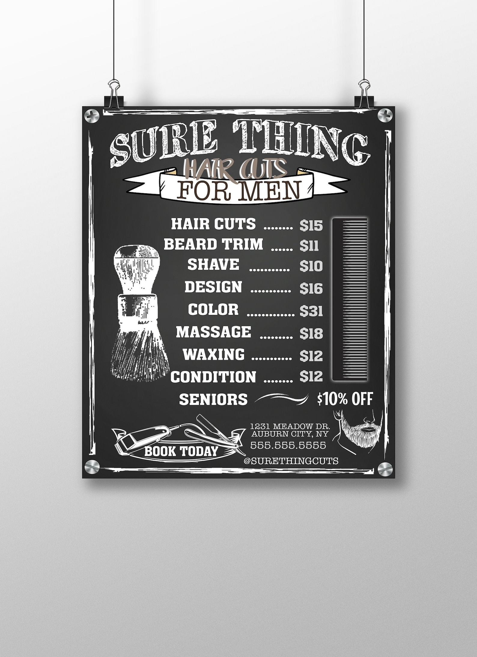 Chalkboard Menu Sign Style, Business Menu Price Sign, Mens Salon Sign ...
