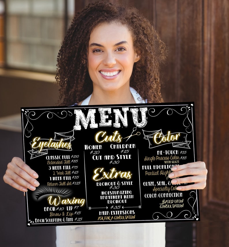 Beauty Bar Menu Sign Glam Beauty Salon Decor Eyelash - Etsy