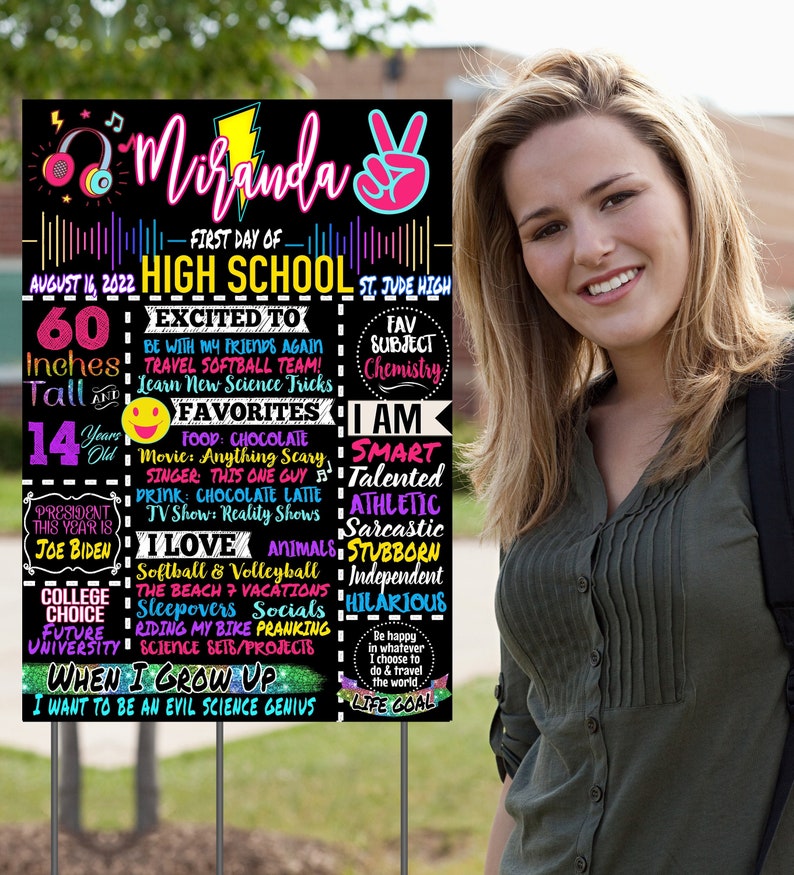 Softball First Day of School Sign for Girl, 1st Day of Middle School ...