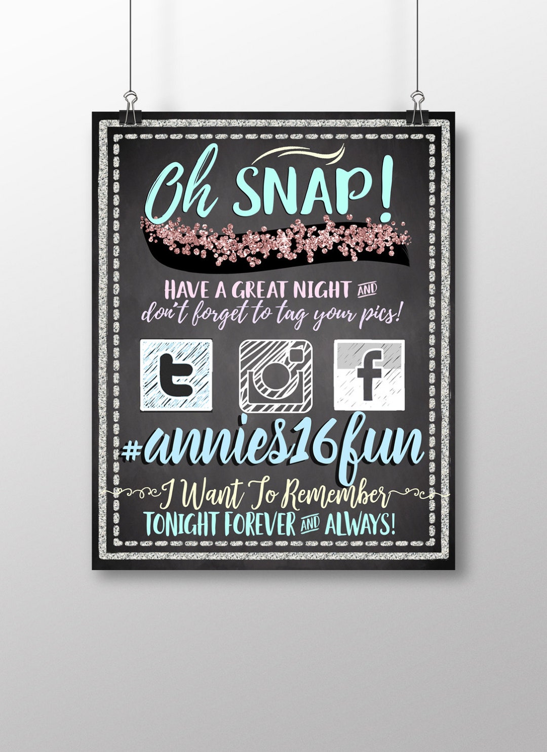 Hashtag Sign, Tag Your Photo Sign, Oh Snap Sign, Have Fun and Tag Sign ...