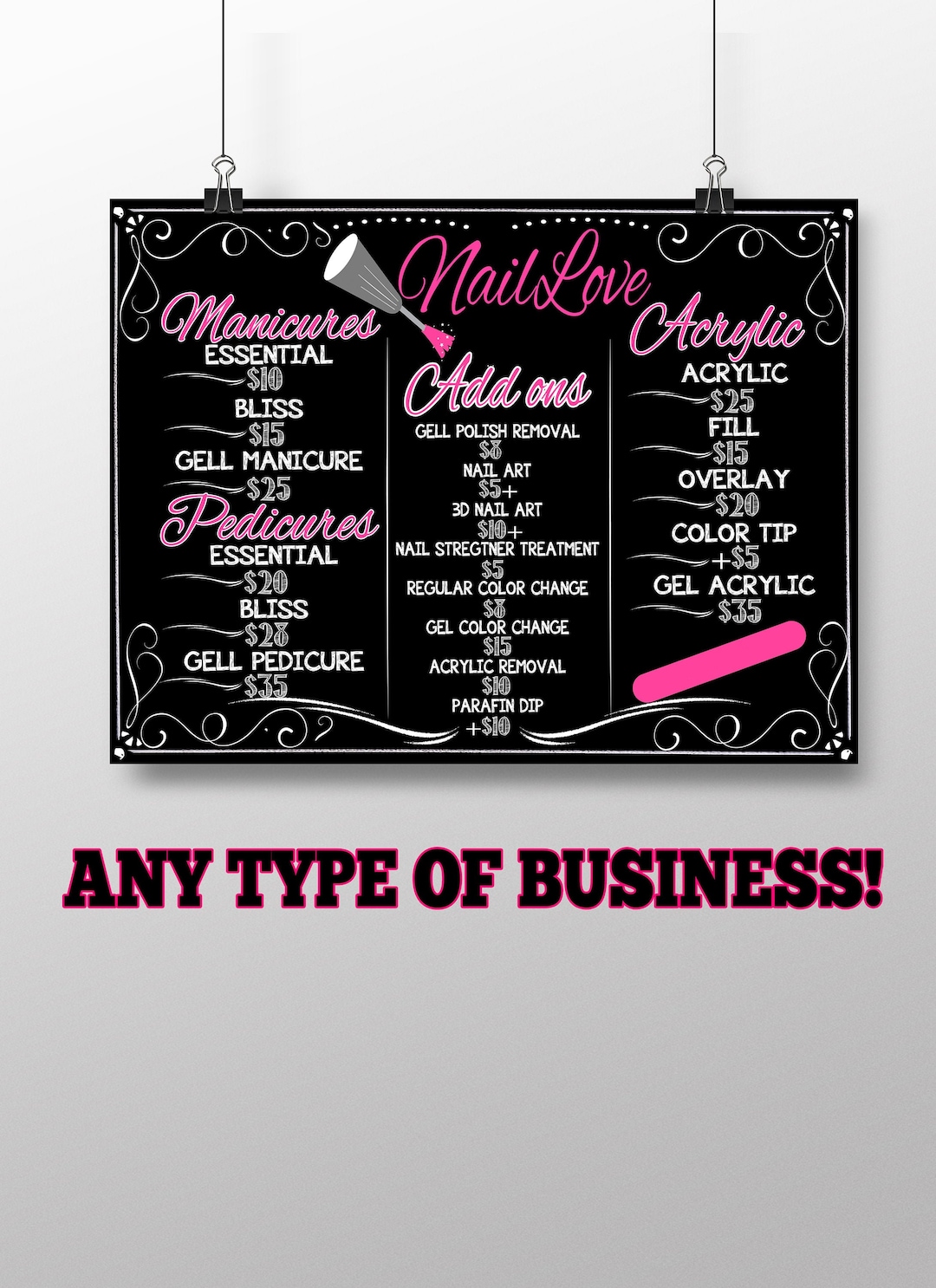 Nail Salon Sign, Beauty Salon Sign, Custom Nail Price Business Sign ...