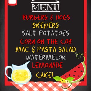 BBQ Menu Sign, Custom Bbq Menu Chalkboard Sign Style, Bbq Birthday ...