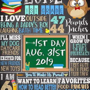 First Day of School Sign - Boys First Day of School Sign Blue & Yellow ...