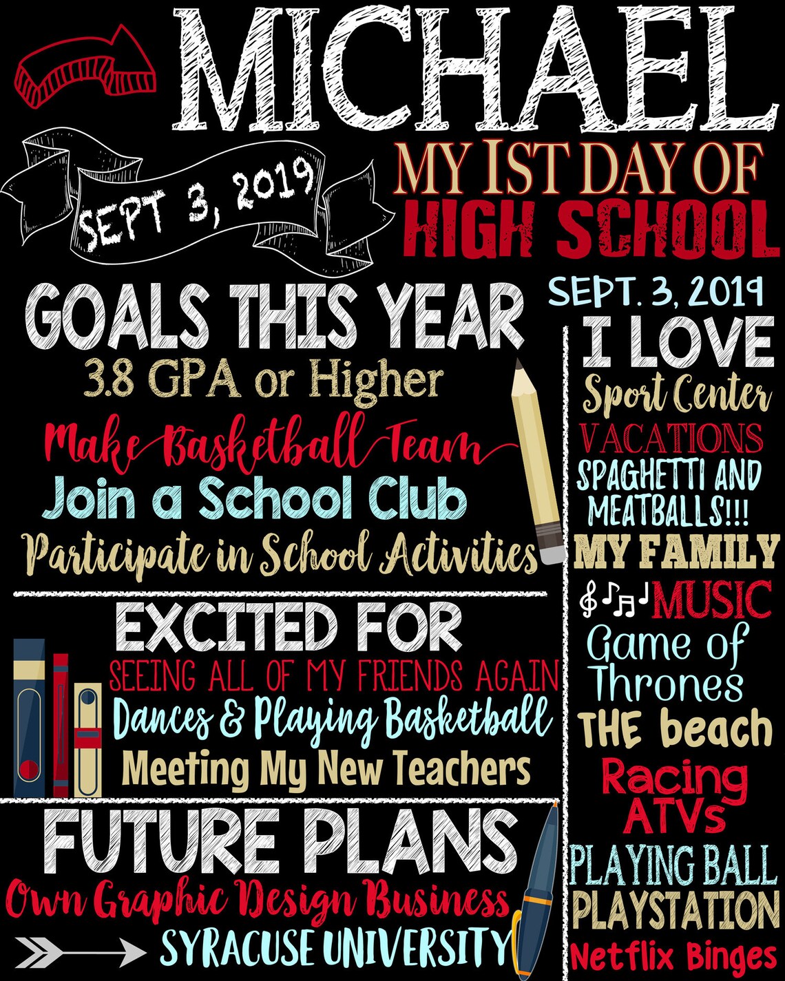 First Day of High School Sign - First Day of School Sign for a Teenager ...