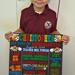 Sport Themed First Day of School Sign Printable, Boys Sport 1st Day of ...