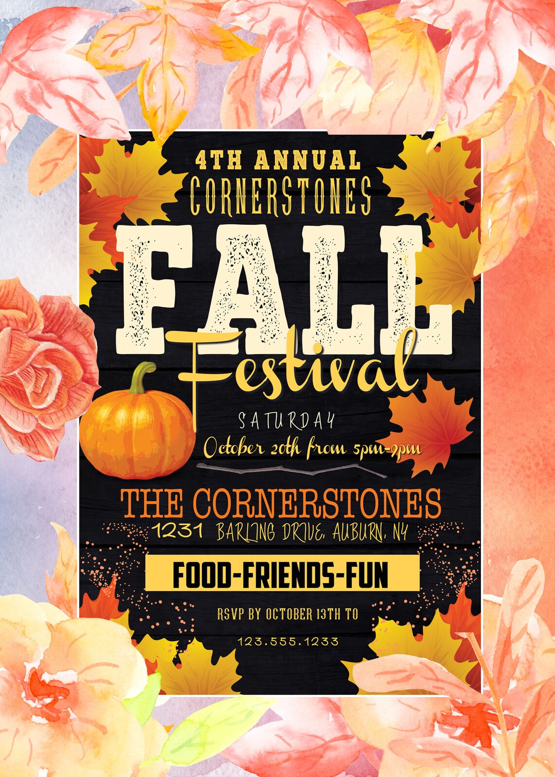 Fall Festival Party Invitation Fall Invites Unique Fall | Etsy