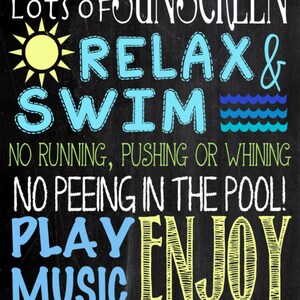 Pool Sign, Custom Outdoor Chalkboard Style Pool Sign, Pool Rules Sign ...