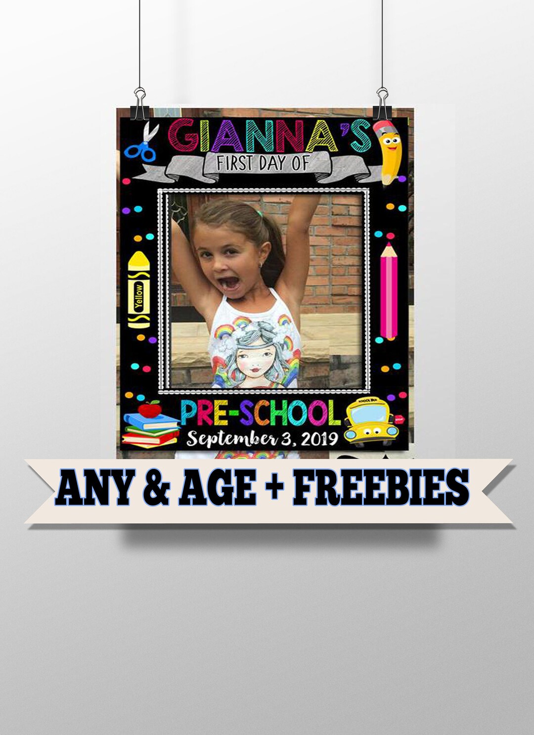 First Day of School Frame Sign - 1st Day of School Strike a Post Sign ...