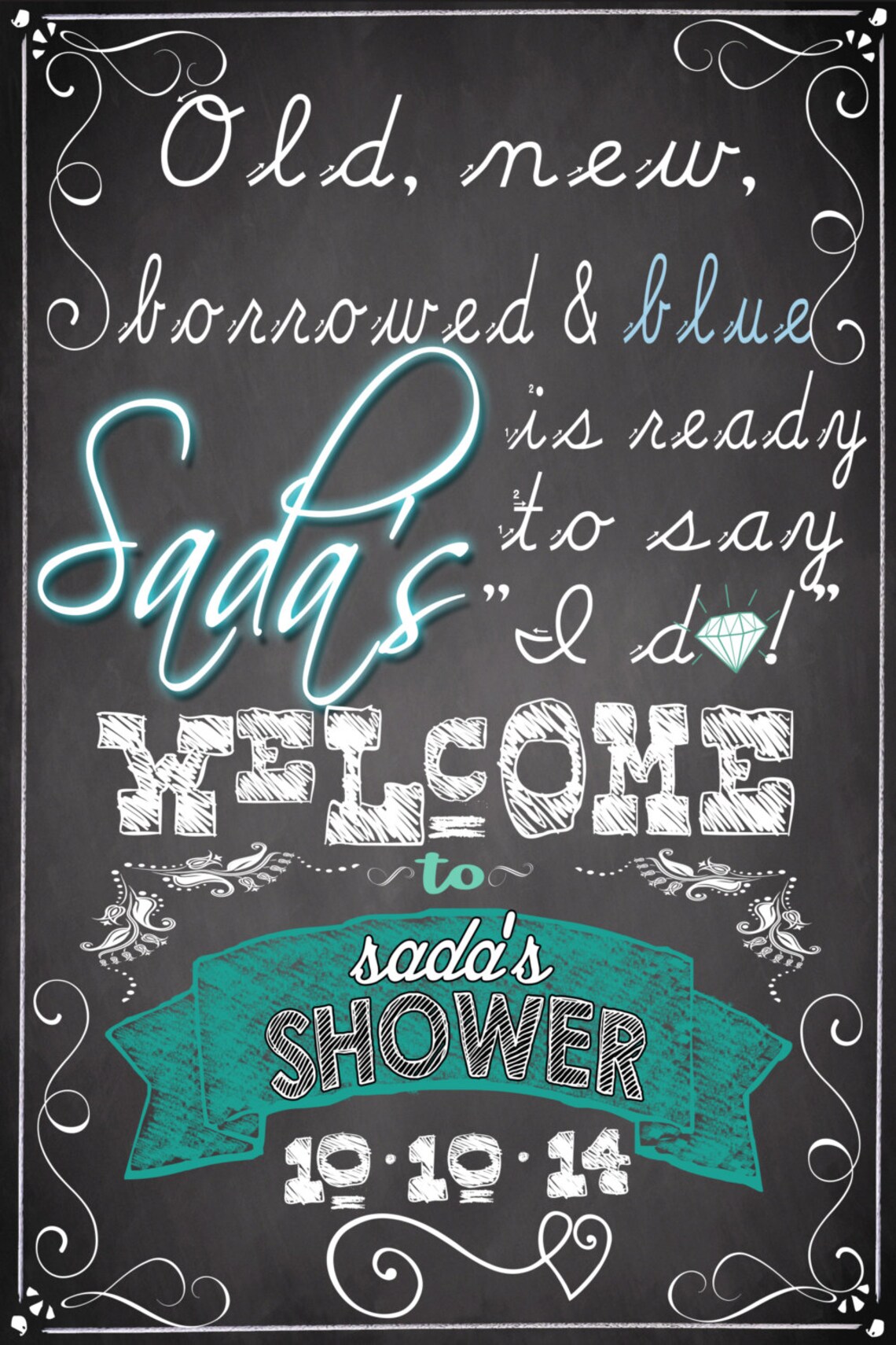 Chalkboard Welcome to Shower Sign for Bridal Showers, Chalkboard ...