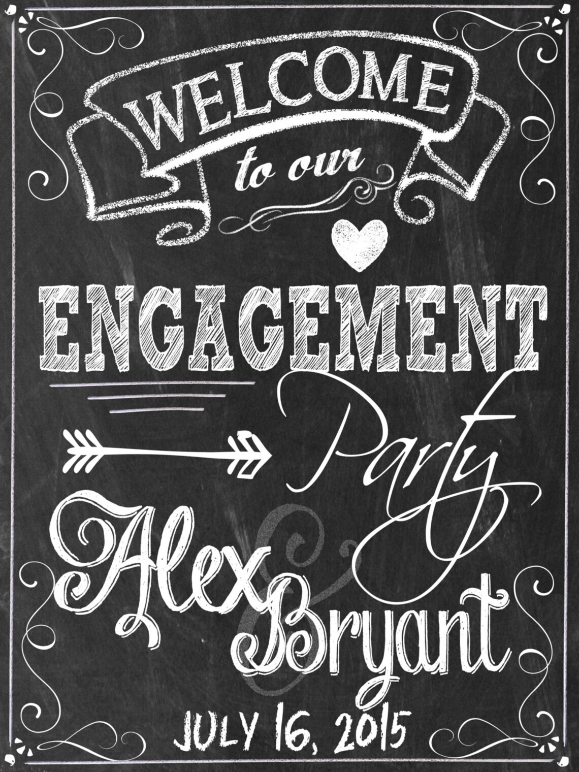 Welcome to Our Engagement Party Sign, Custom Engagement Signs, Unique ...