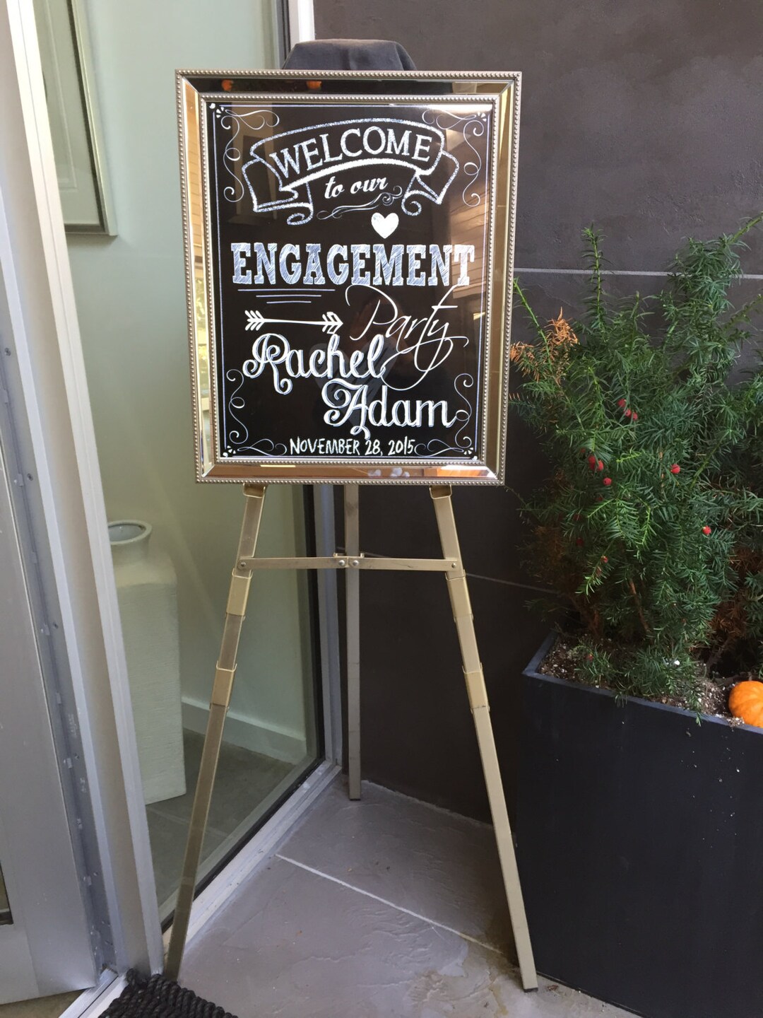 Chalkboard Engagement Party Welcome Sign, Welcome to Our Engagment ...