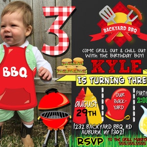 Bbq Birthday Invitation, Bbq 1st Birthday, Backyard Bbq Party Invites ...
