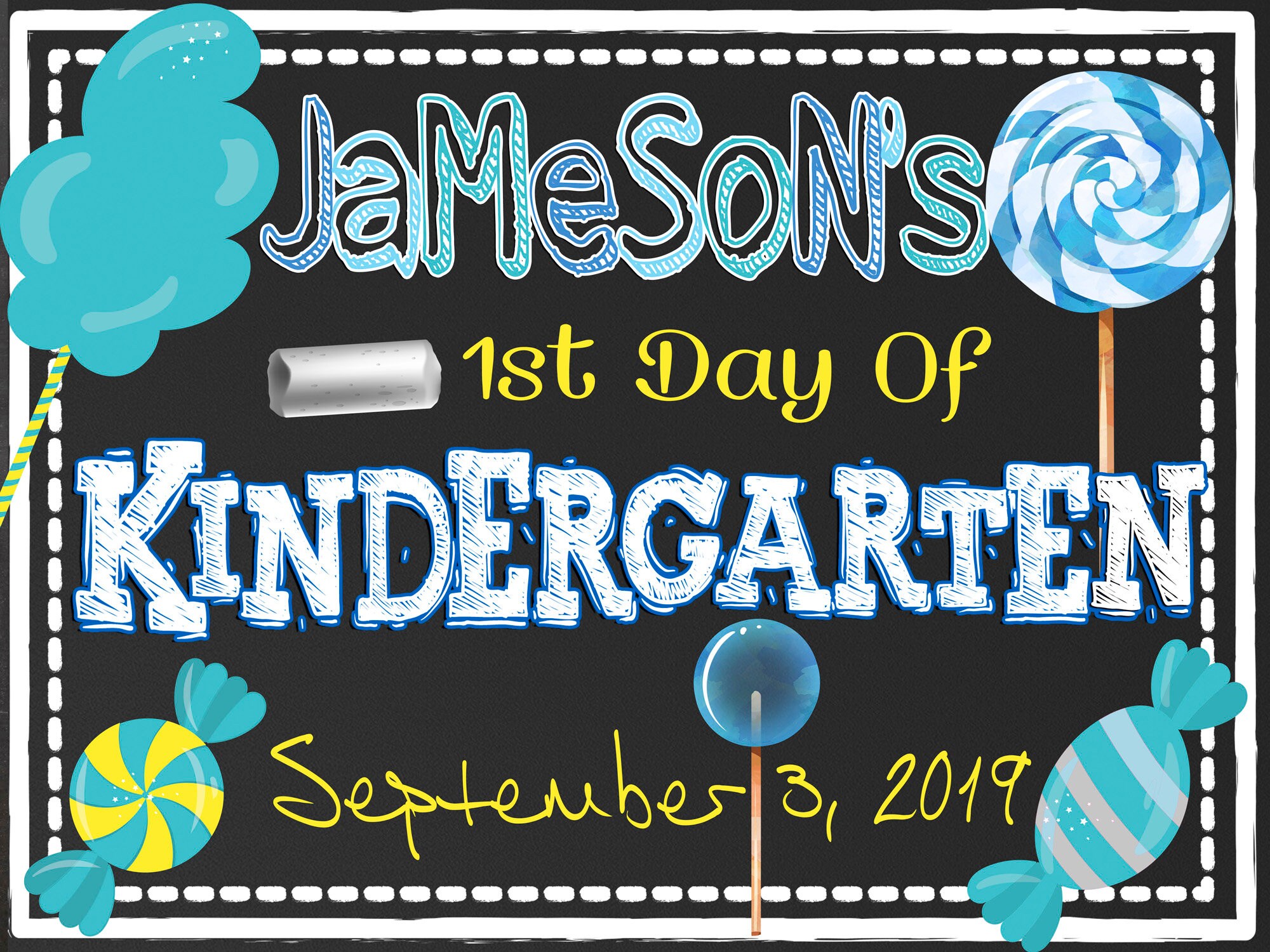 Pink 1st Day of School Sign, Girls Back to School Signs, First Day of ...