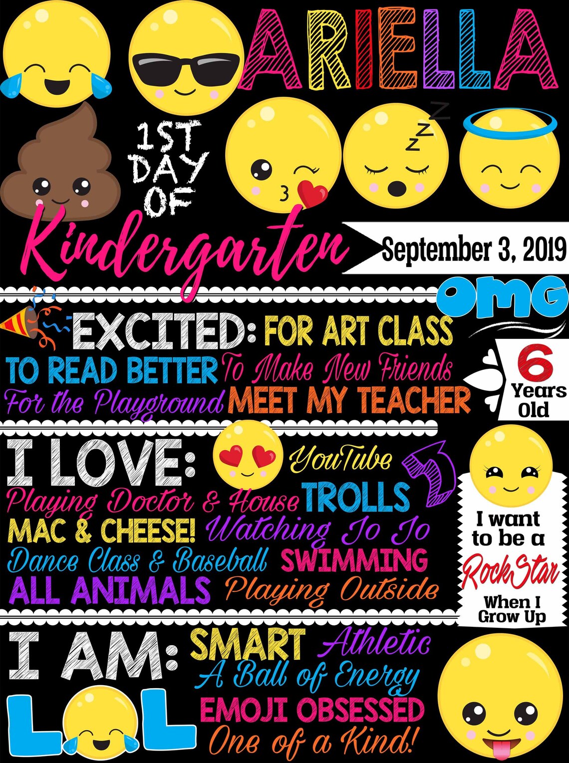 First Day of School Emoji Sign Modern Smiley Face Back to - Etsy