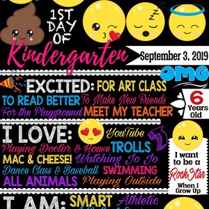 First Day of School Emoji Sign Modern Smiley Face Back to School Kids ...