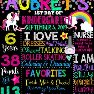 First Day of School Sign Board - Unicorn First Day of School Sign - 1st ...