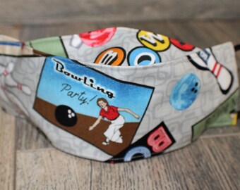 Bowling Face Mask Custom With Your Name 2 Layer Pocket Mask - Etsy