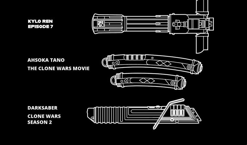 Lightsabers - Detailed Vector - Builders and Films They Appeared In. - Etsy