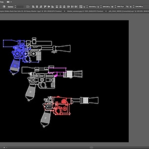 Highly Detailed Han Solo Blaster Blueprint Vector With Different ...