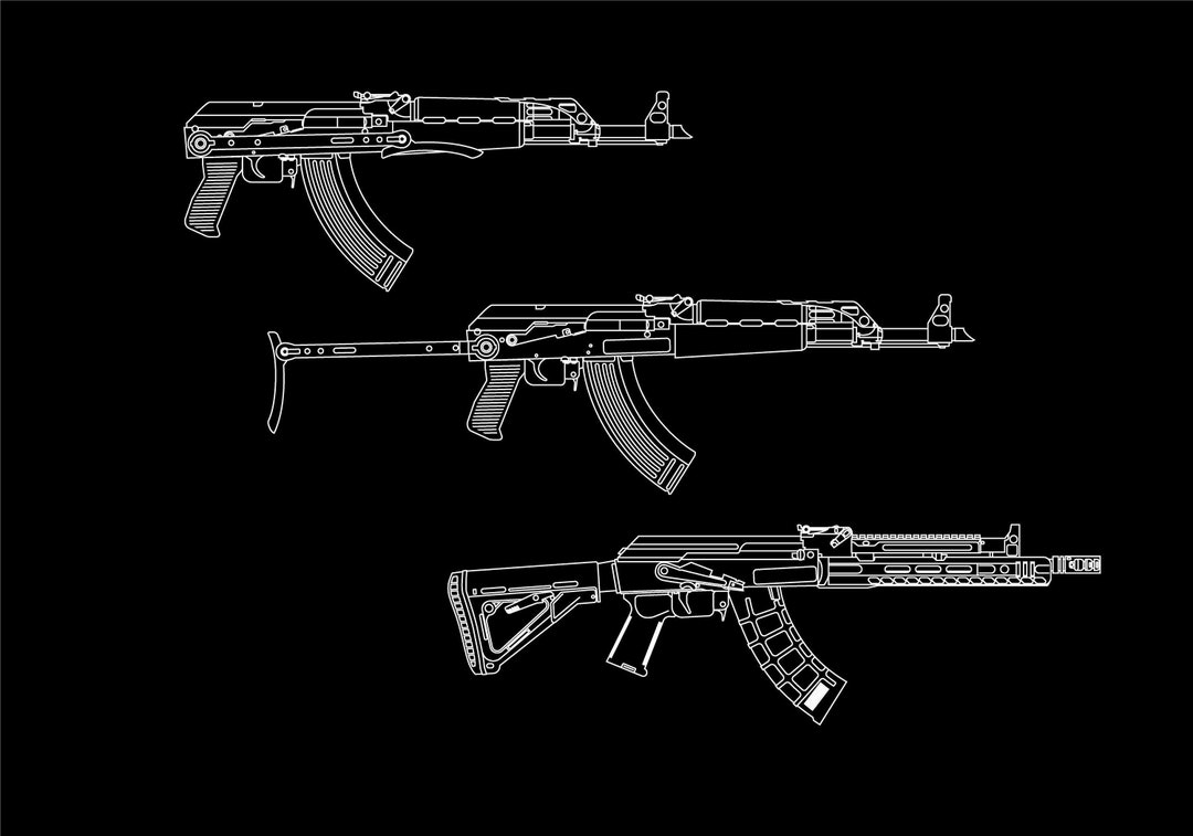 Highly Detailed 3 for 1 ,classic and Modern AK-47 Vector - Etsy