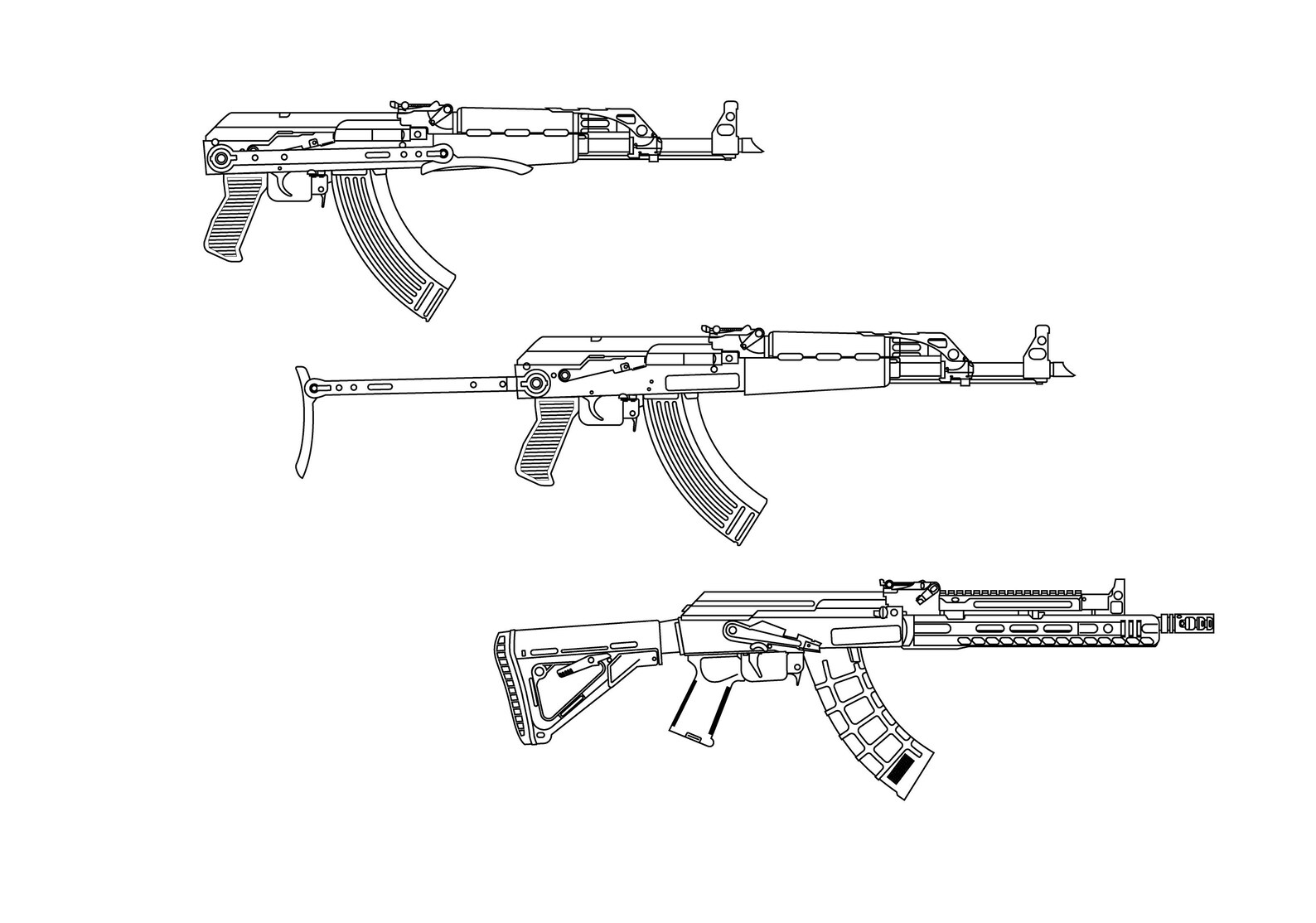 Highly Detailed 3 for 1 ,classic and Modern AK-47 Vector - Etsy