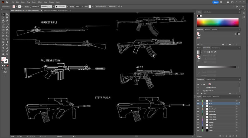Highly Detailed Rifle SVG Collection in Vector Format - Etsy