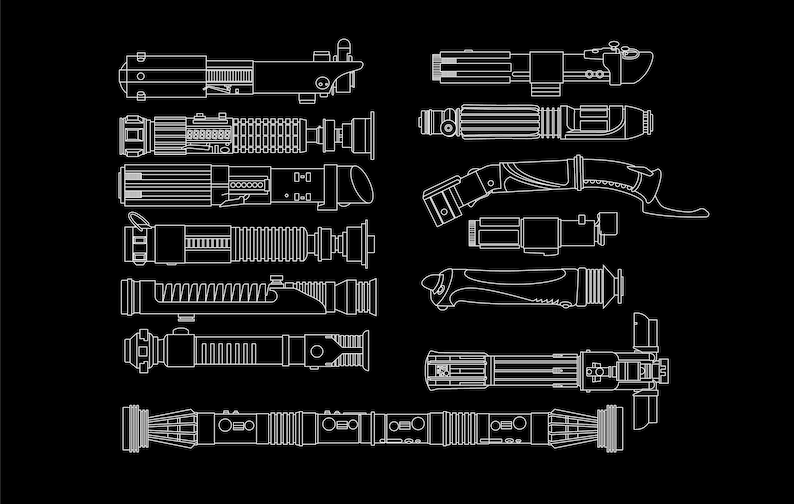 Lightsabers Detailed Vector Builders and Films They - Etsy
